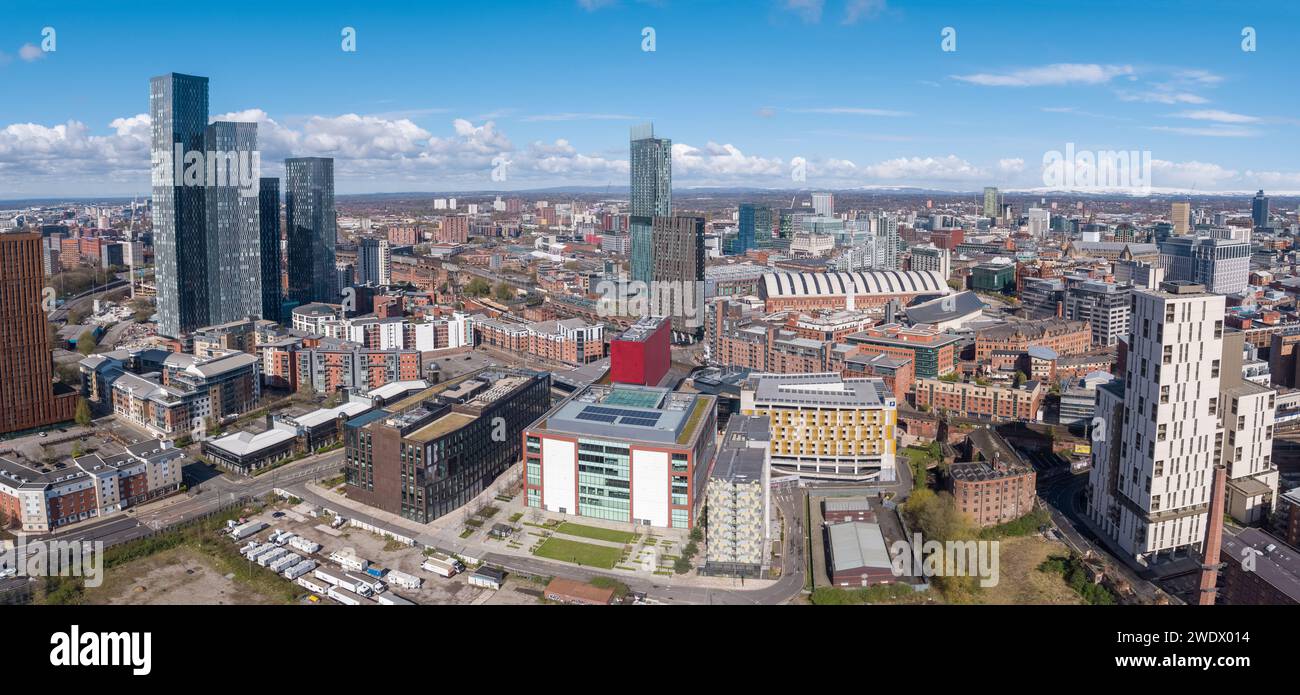 Panoramic aerial image of Beetham Tower, First Street, AXIS, Manchester ...