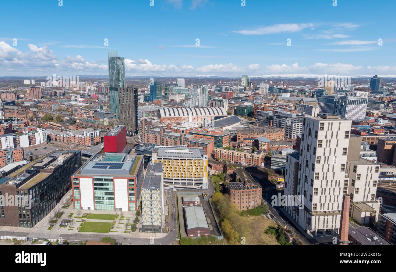 Panoramic aerial image of Beetham Tower, First Street, AXIS, Manchester ...