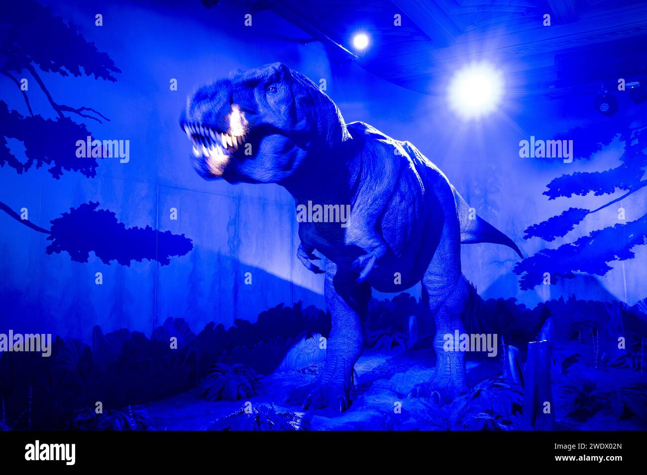 Animatronic Tyrannosaurus at the dinosaurs exhibition room at the ...