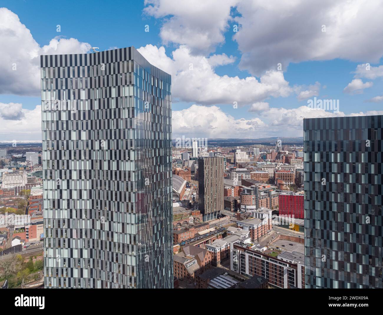 Aerial photograph of the top two Deansgate Square residential apartment ...