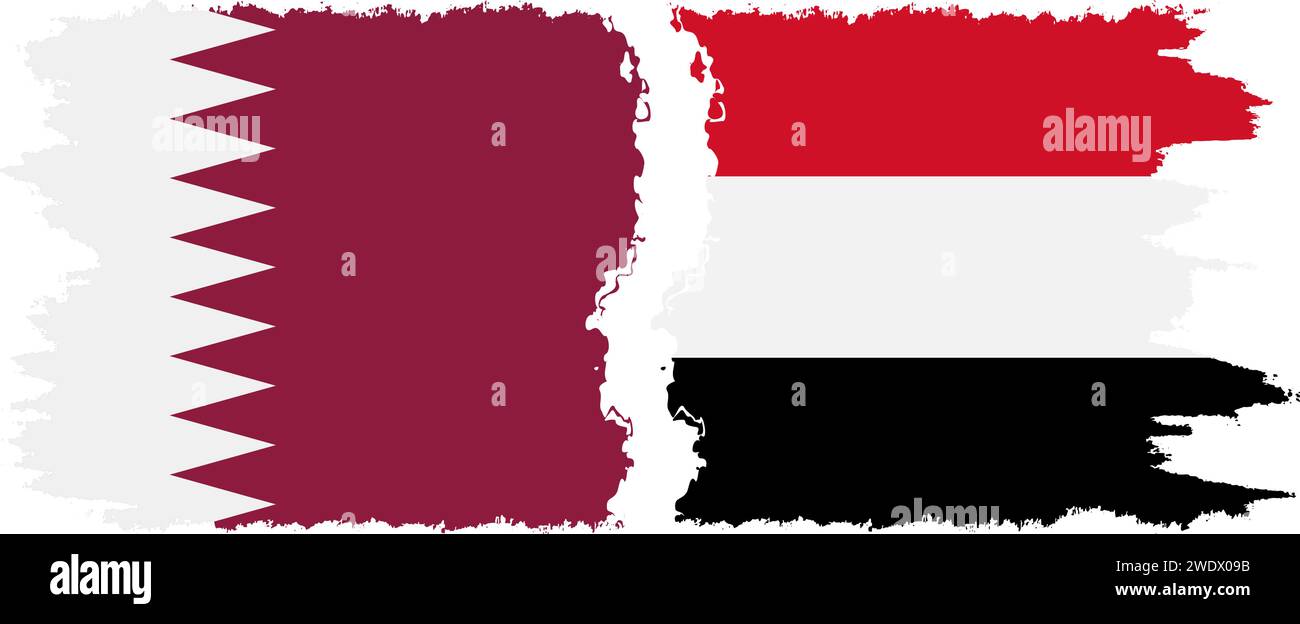 Yemen and Qatar grunge flags connection, vector Stock Vector Image ...