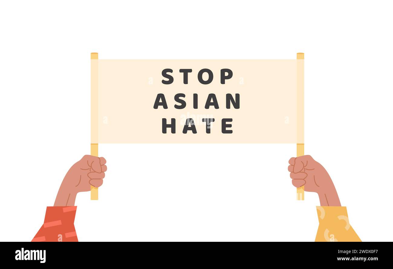 Man Or Women Holding Text Banner Against Bullying And Racism People