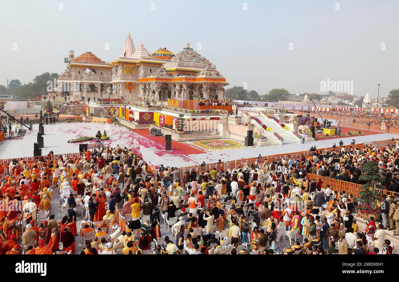 Ayodhya, India. 22nd Jan, 2024. Indian Prime Minister Narendra Modi ...