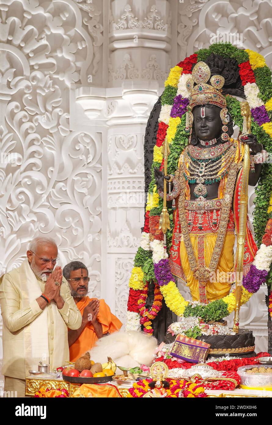 Ayodhya, India. 22nd Jan, 2024. Indian Prime Minister Narendra Modi ...