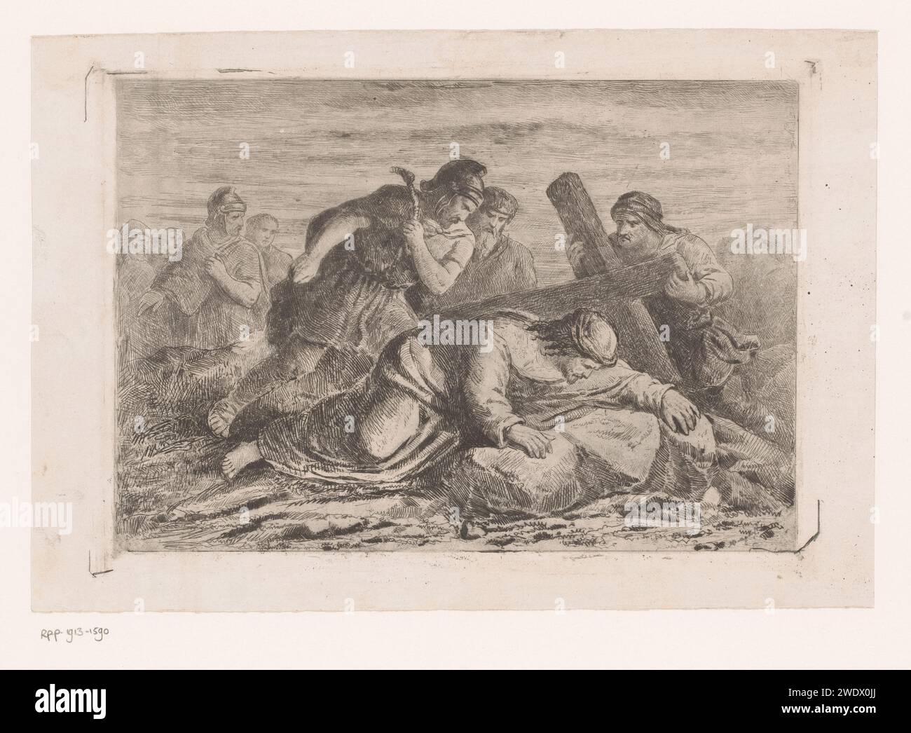 Christ falls under the burden of the cross, Joseph Meganck, 1817 - 1891 ...