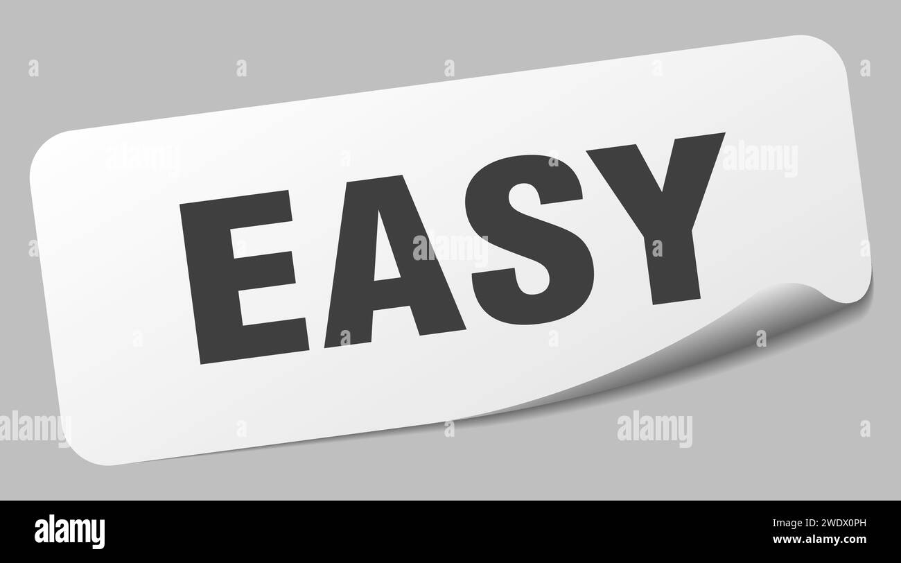 easy sticker. easy rectangular label isolated on white background Stock ...