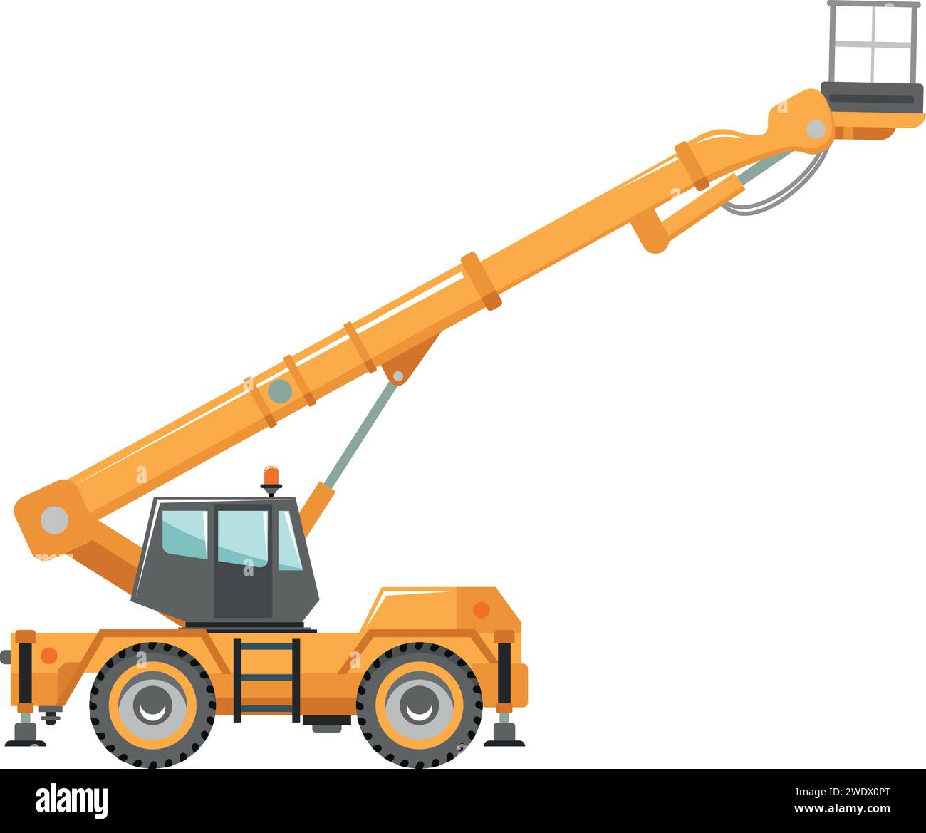 Aerial Work Platform Bucket Truck Icon in Flat Style Stock Vector Image ...