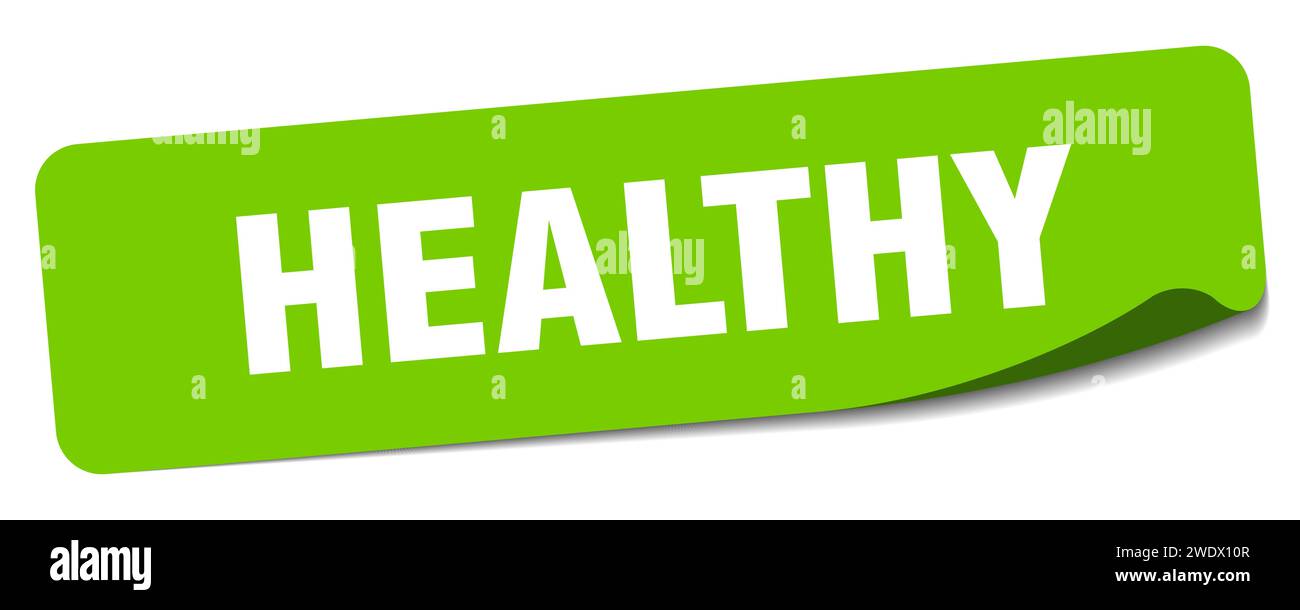 healthy sticker. healthy rectangular label isolated on white background ...