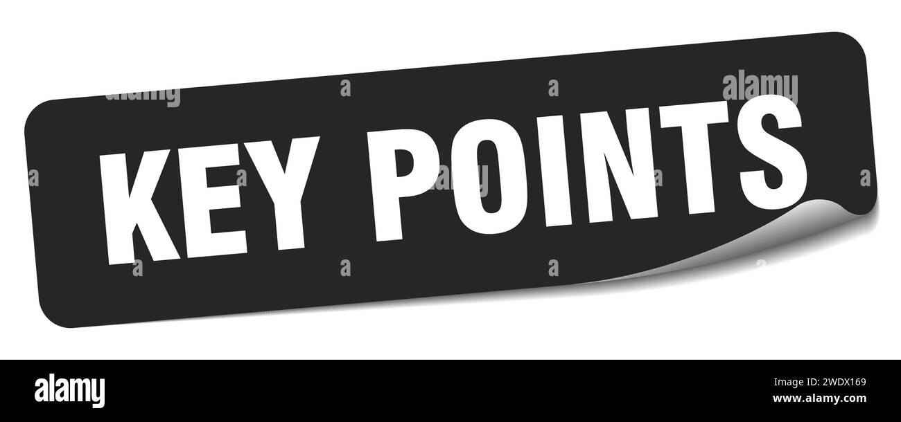 key points sticker. key points rectangular label isolated on white ...