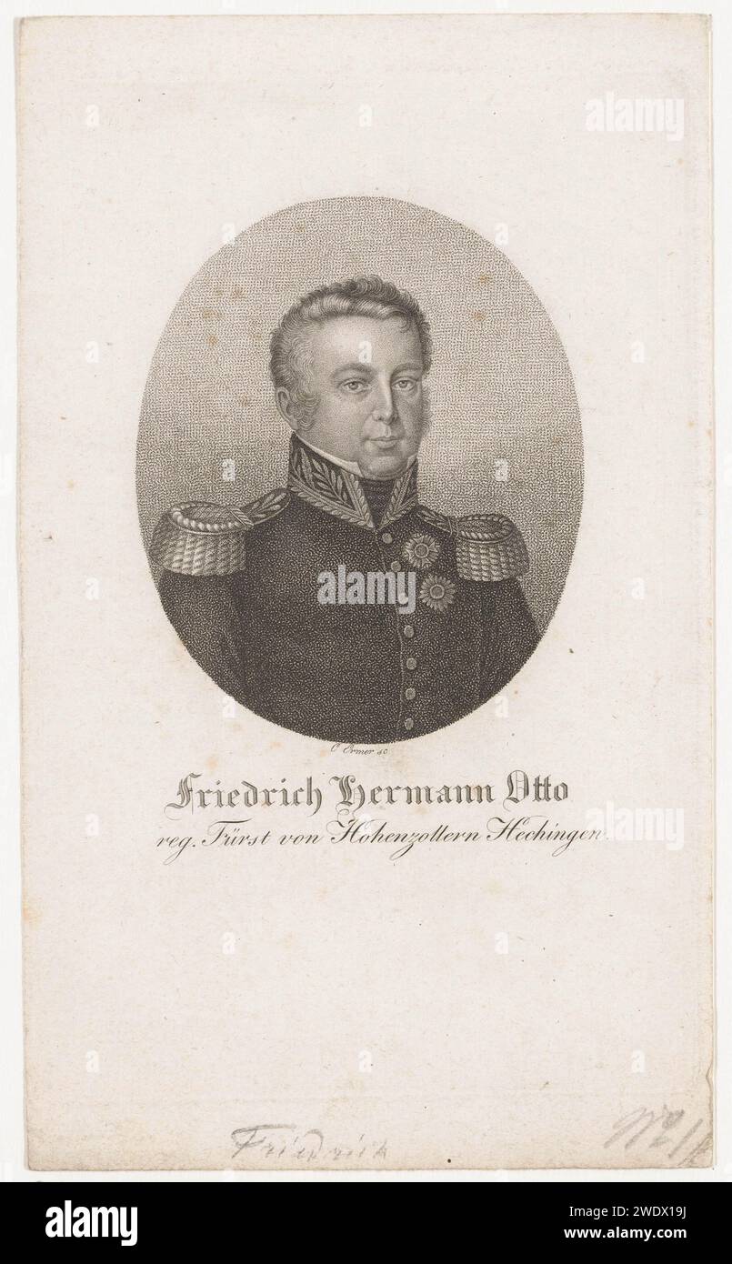Portrait van Friedrich von Hohenzollern Hechingen, Christian Ermer ...