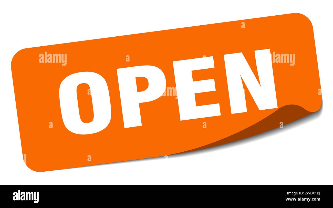 open sticker. open rectangular label isolated on white background Stock ...