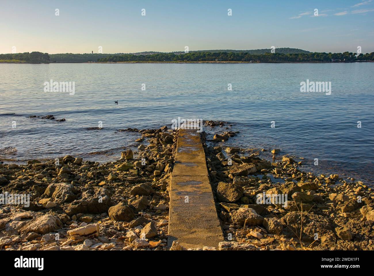 The coast south of Medulin, Istria, Croatia. Kasteja Forest Park-Park ...