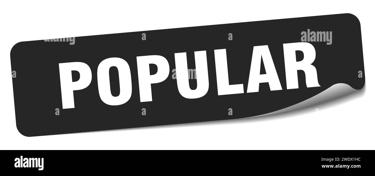 popular sticker. popular rectangular label isolated on white background ...