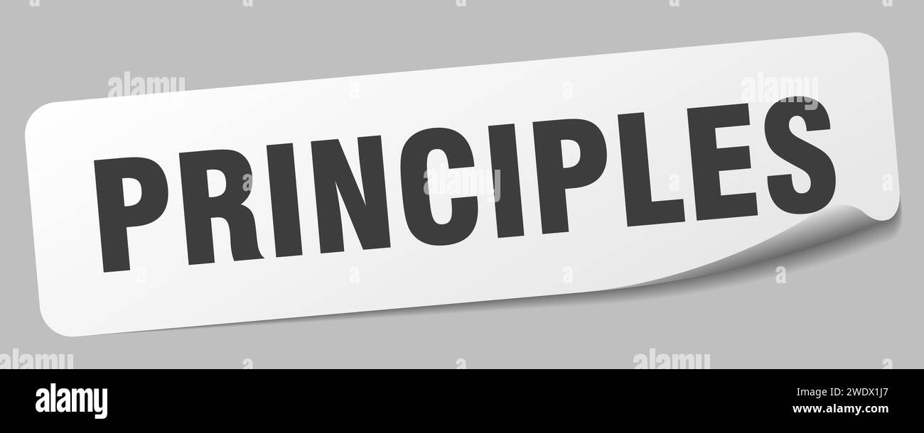 principles sticker. principles rectangular label isolated on white ...