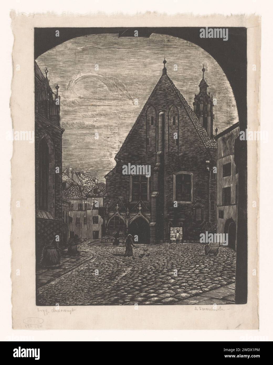 Face in Prague, Janina Szciamicka, c. 1900 - 1947 print paper city-view ...