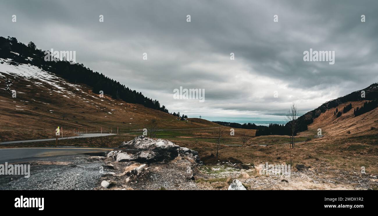 Panorama Landscape near Hohenems, Vorarlberg, Austria in the winter ...