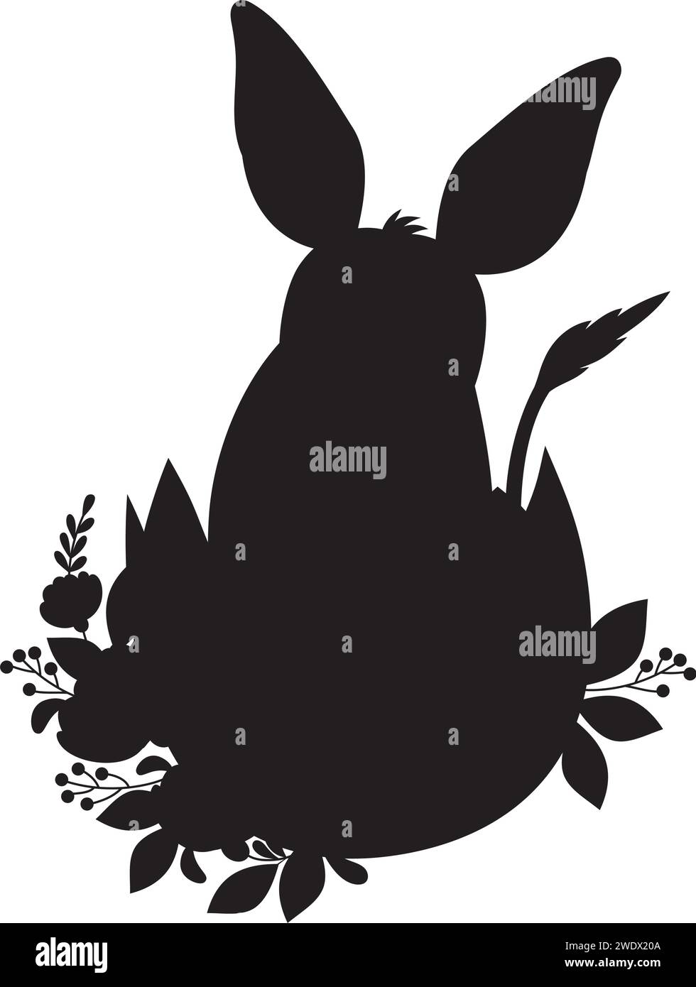 Silhouette bilby in Easter egg. Australian animal. Black hand drawn ...