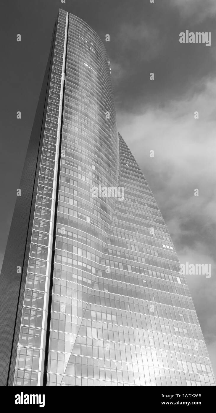 view of the Emperor Tower on Paseo de la Castellana in Madrid, in the ...