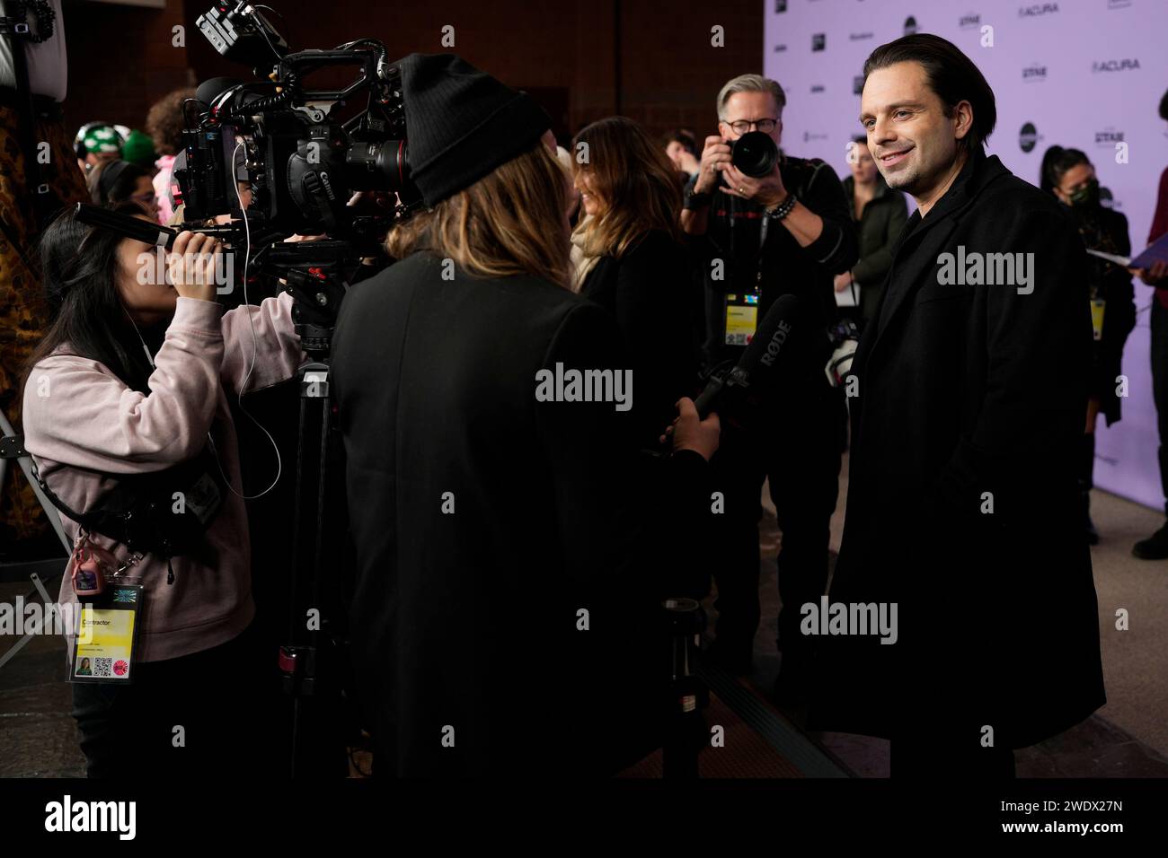 Sebastian Stan attends the premiere of "A Different Man" at the Eccles ...