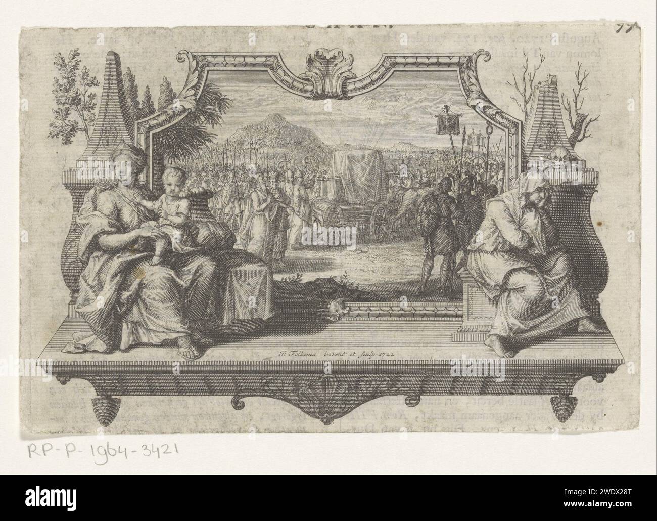 Transport of the Ark of the Covenant, Jacob Folkema, 1722 print In a ...