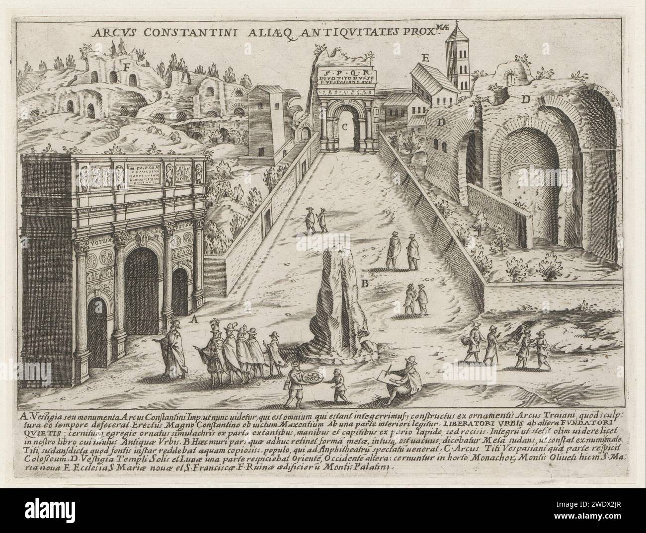 Via Sacra Te Rome, Giacomo Lauro, 1612 - 1628 print View of the Via ...