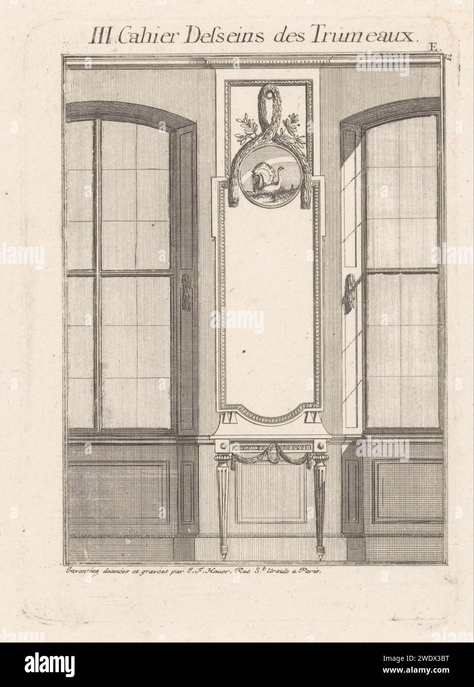 Trumeau with Pauwen, Johann Thomas Hauer, 1781 print Design for a ...