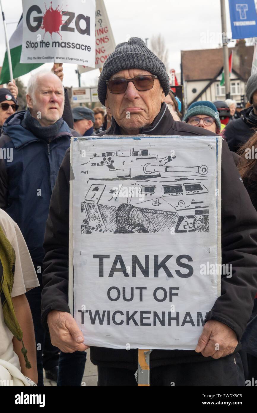 London, UK. 22 Jan 2024. A large crowd outside Twickenham Rugby Stadium ...
