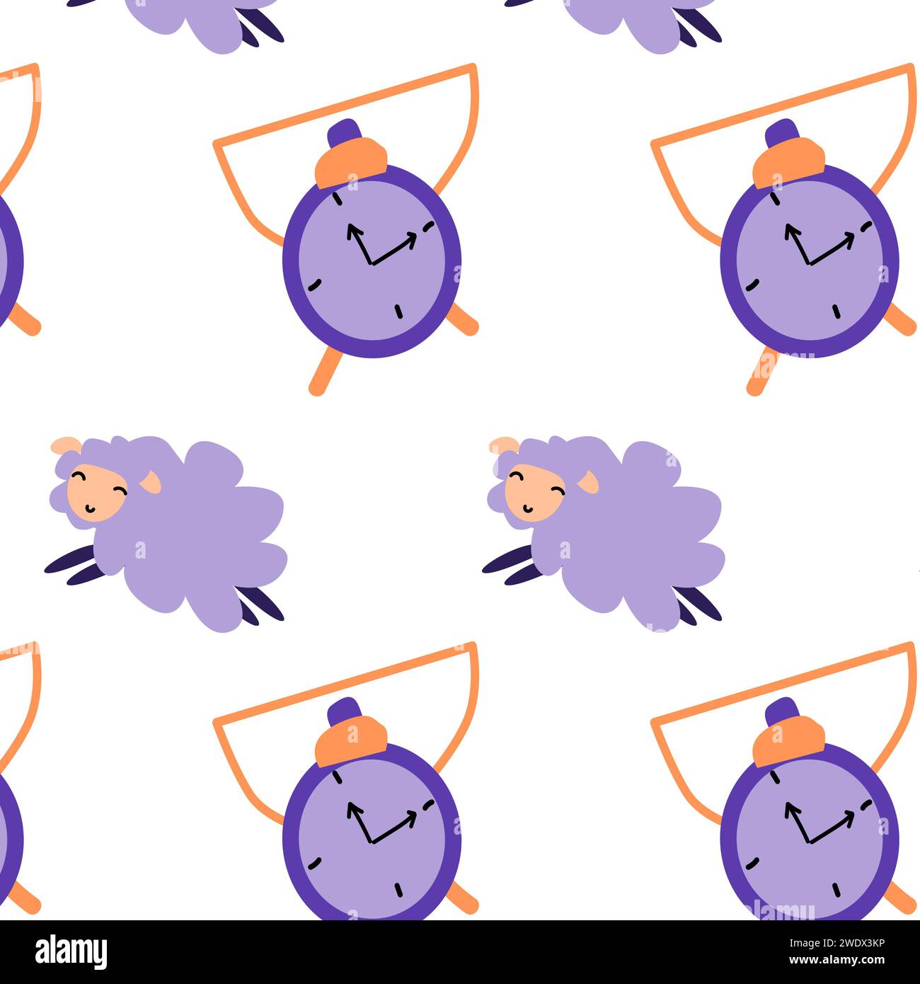 cartoon sheep and clock vector background. Vector illustration isolated ...