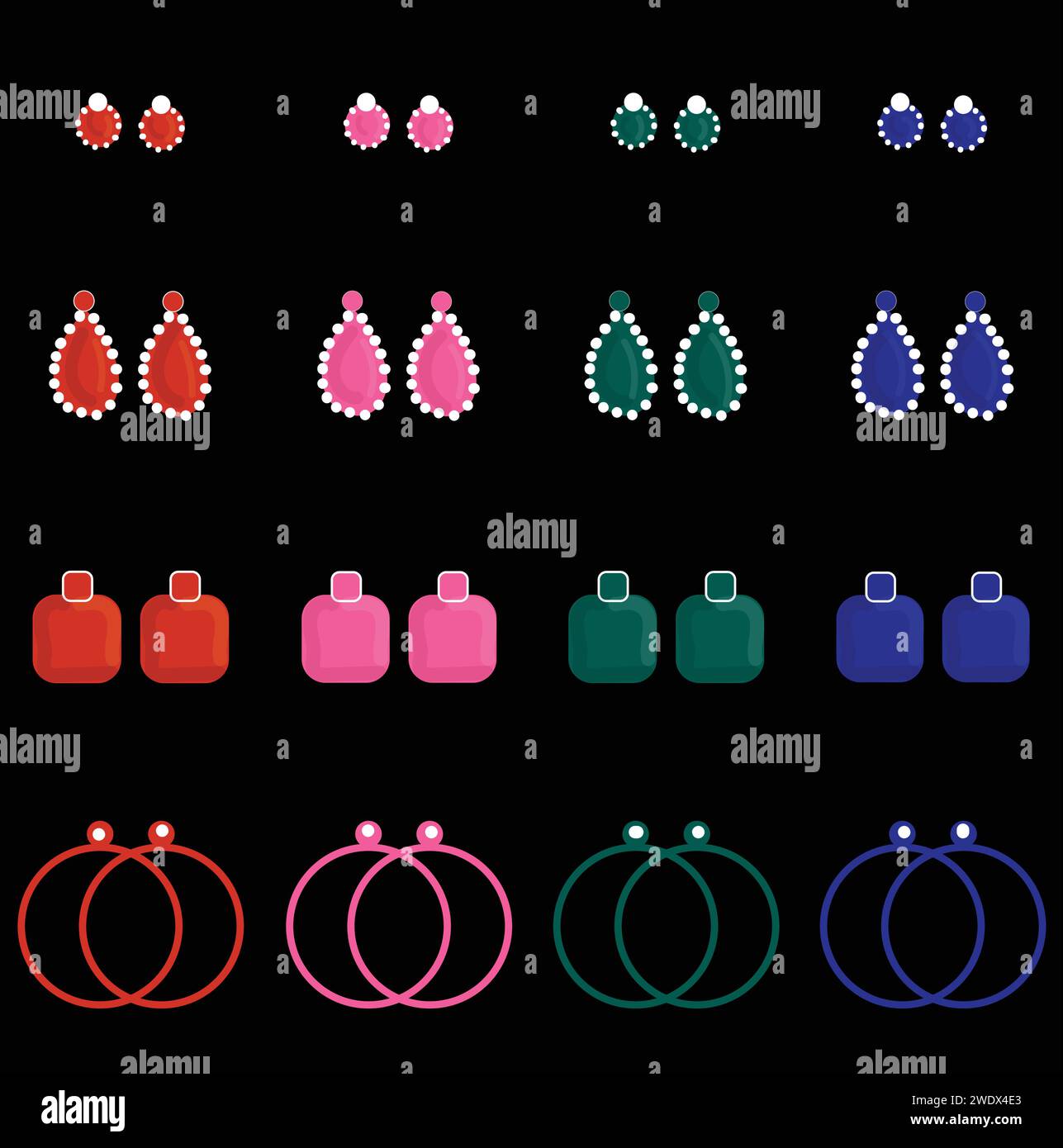 Earrings Set Hand Drawn Illustration Stock Vector Image & Art - Alamy