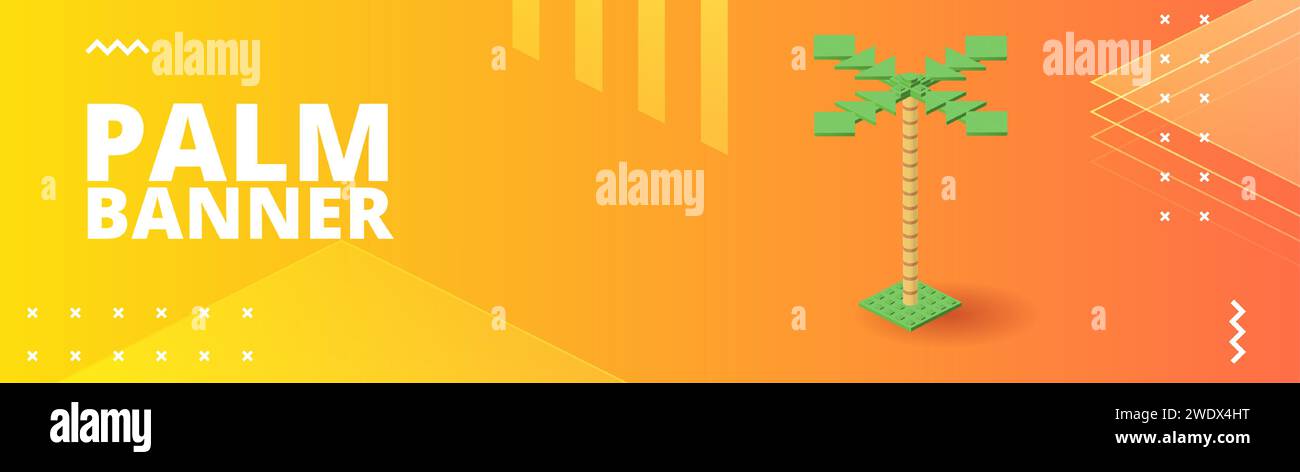 Banner with palm tree for print and design. Vector illustration Stock ...
