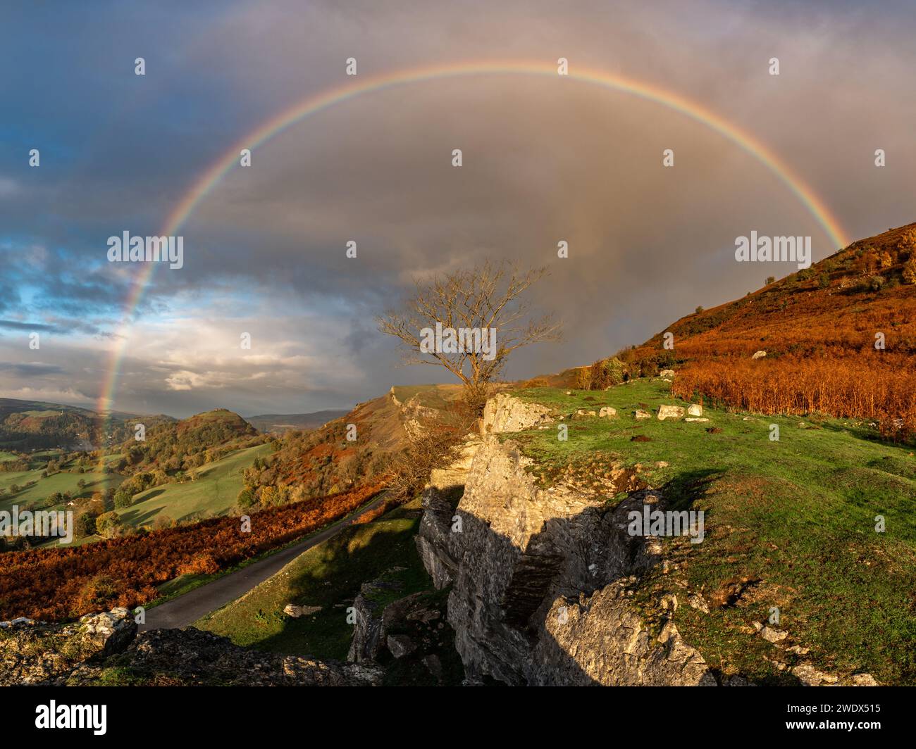 Rainbow over the Dee Valley Stock Photo - Alamy