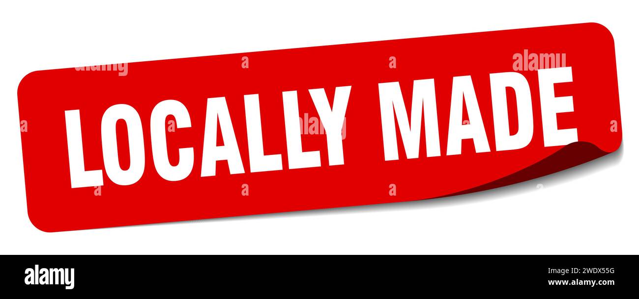 locally made sticker. locally made rectangular label isolated on white ...