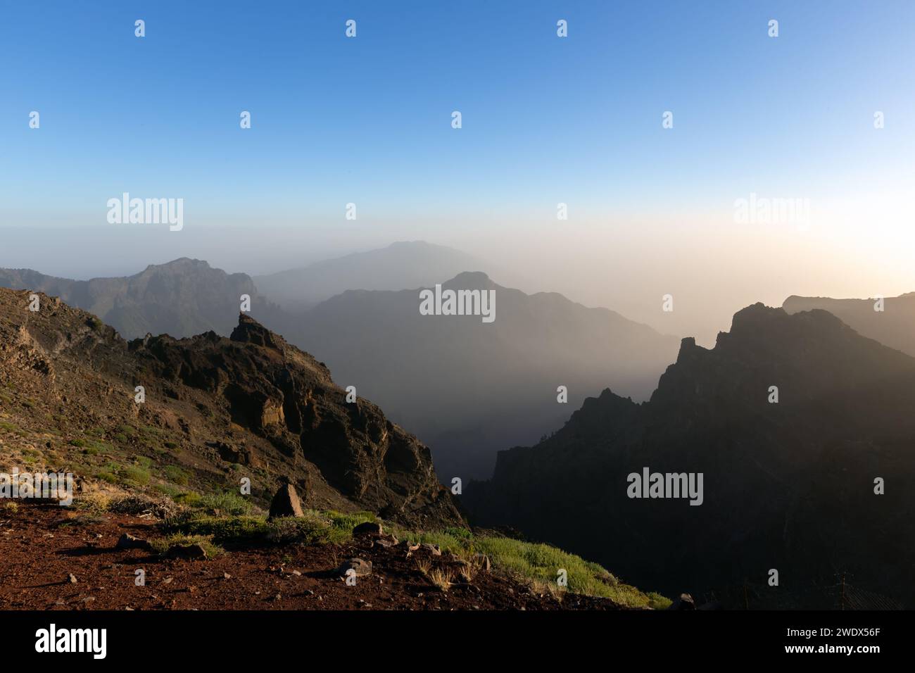mountain peaks of the national park "Caldera de Taburiente" on the ...