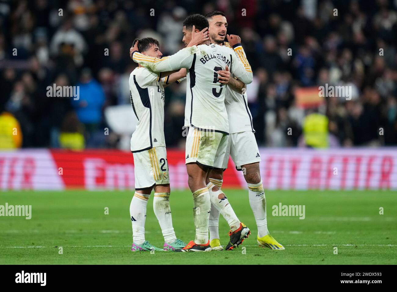 Madrid, Spain. 21st Jan, 2024. Brahim Diaz, Jude Bellingham and Jose ...