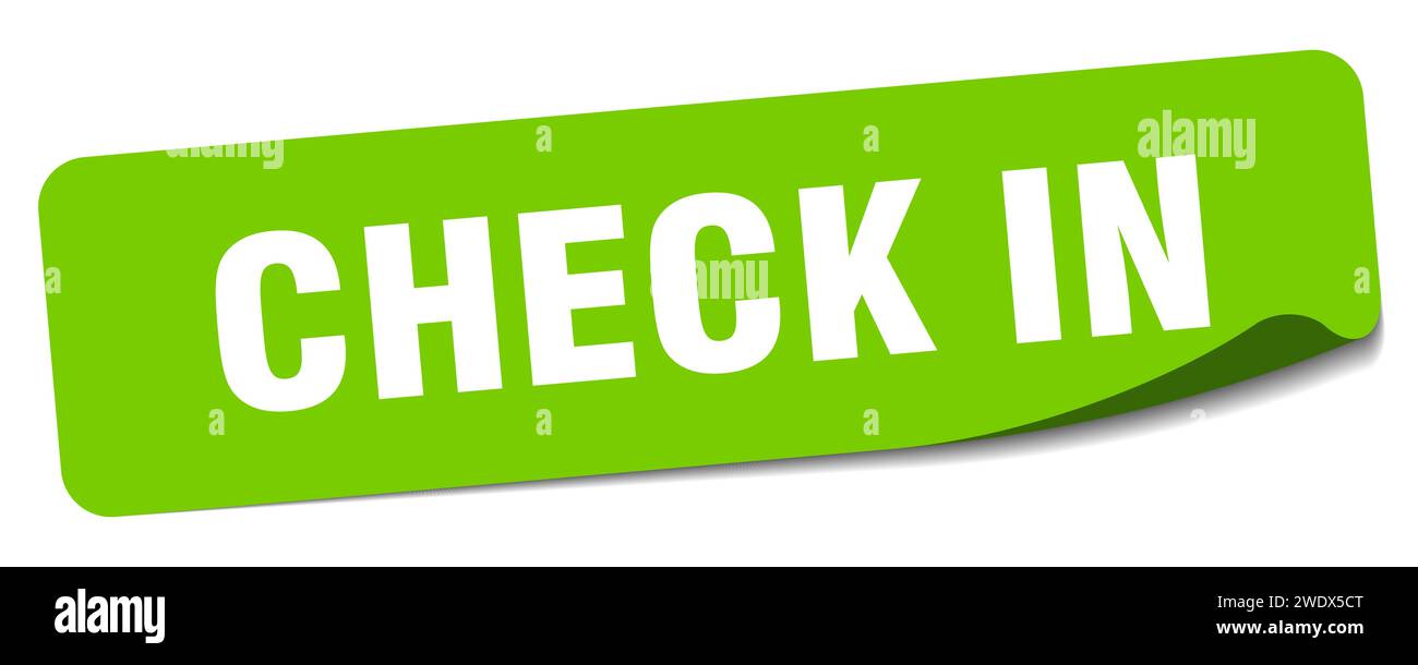 check in sticker. check in rectangular label isolated on white ...