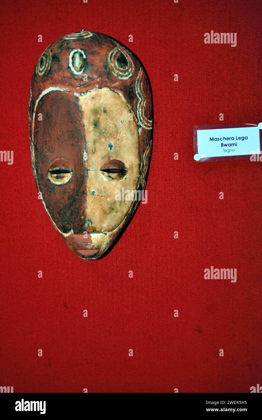 Padua, Italy. 22 January 2024. Exhibition of African ritual masks ...