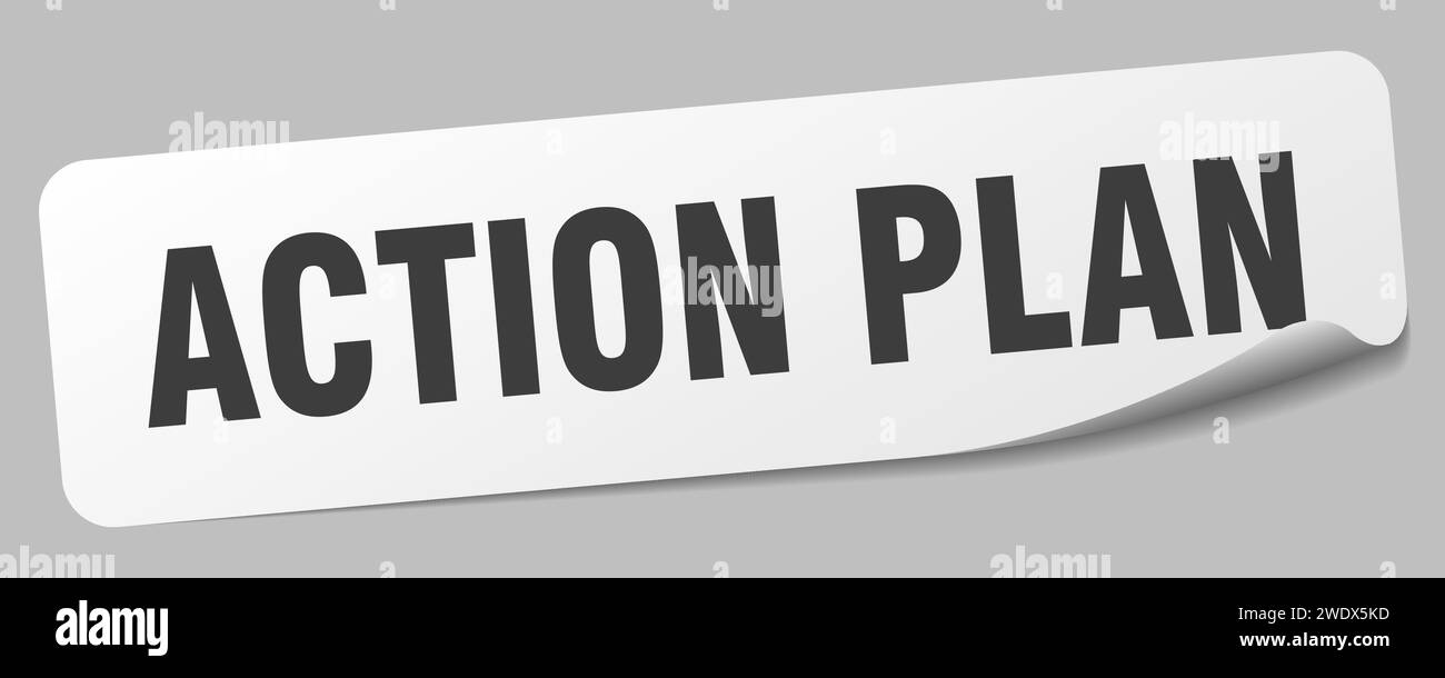 Action plan sticker Black and White Stock Photos & Images - Alamy