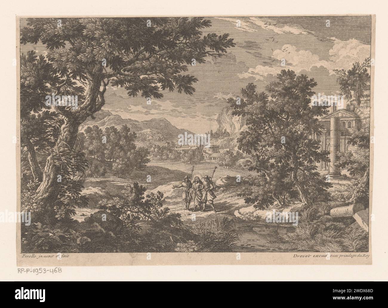 Landscape with the Emmausgoers, Nicolas Perelle, 1673 - 1695 print ...