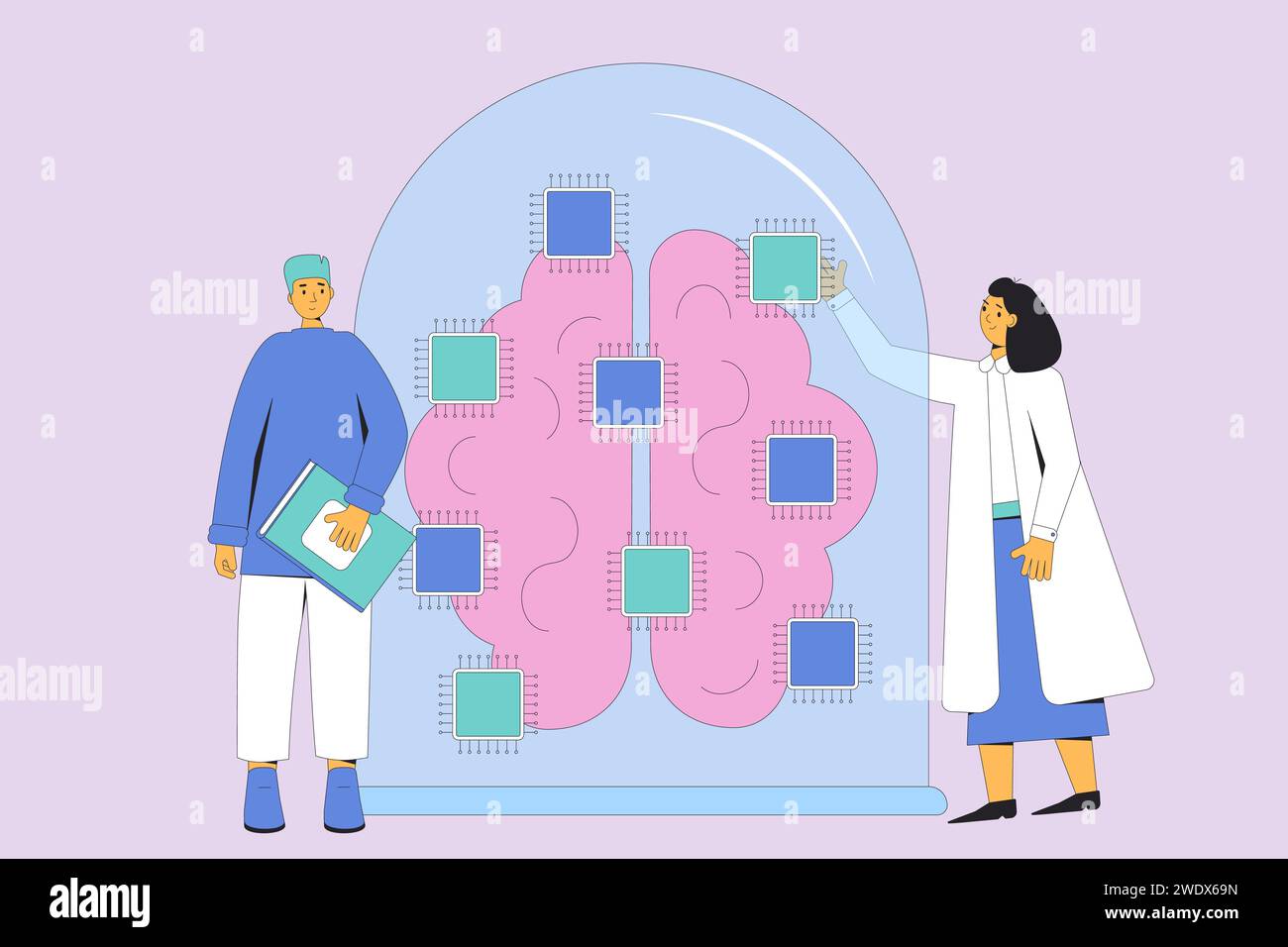 Artificial intelligence research. Engineer and developer experts ...