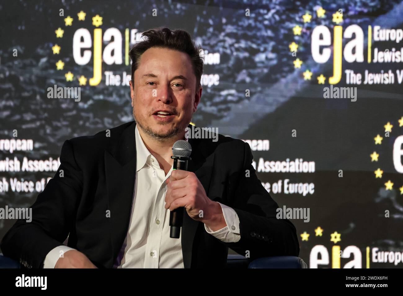Krakow, Poland. 22nd Jan, 2024. American billionaire Elon Musk speaks ...