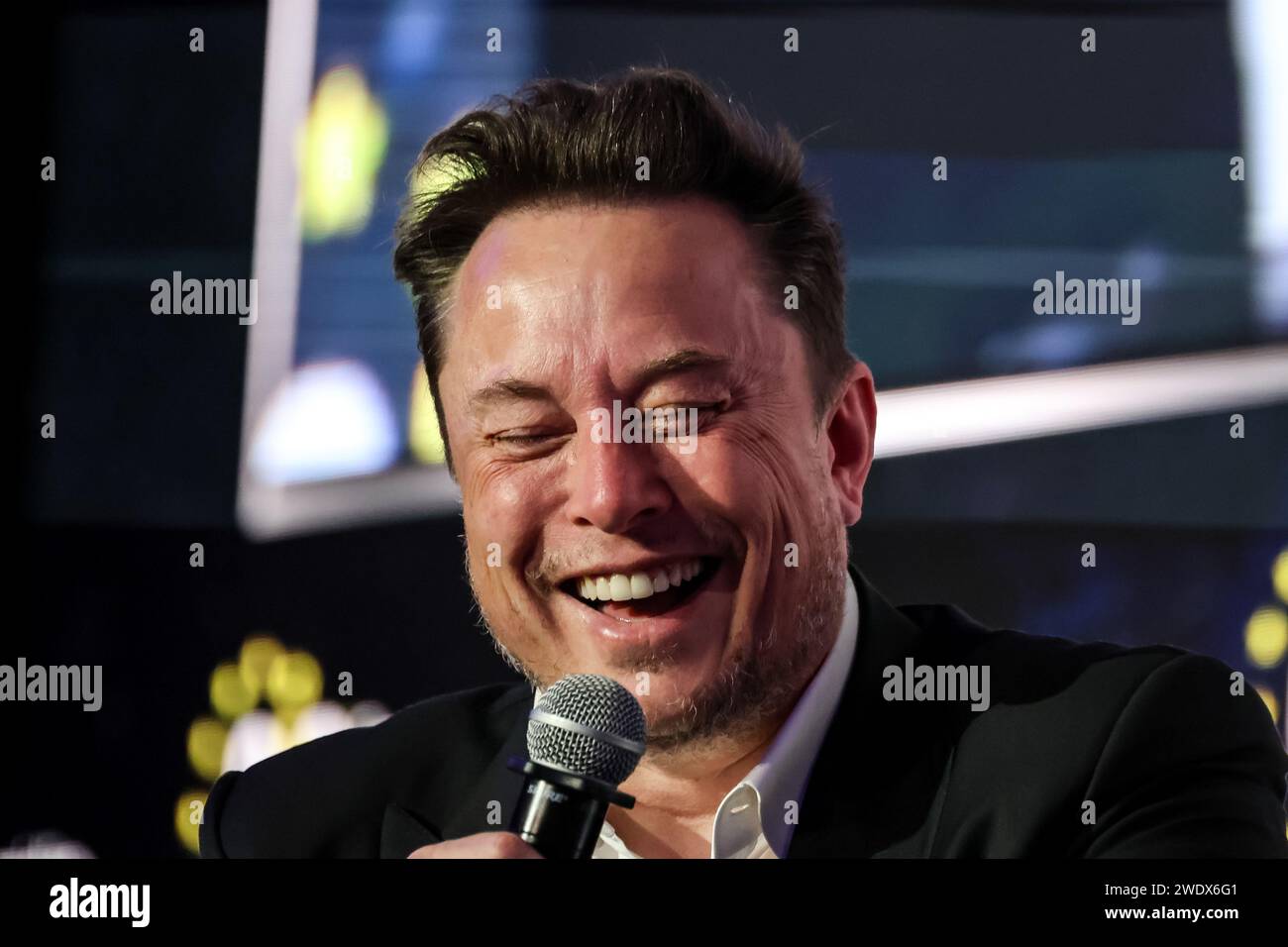Krakow, Poland. 22nd Jan, 2024. American billionaire Elon Musk speaks ...
