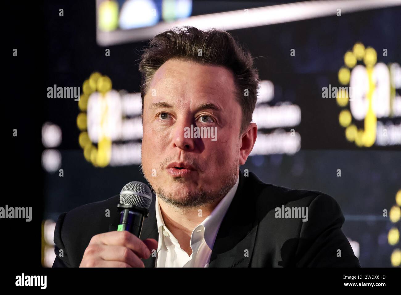 Krakow, Poland. 22nd Jan, 2024. American billionaire Elon Musk speaks ...