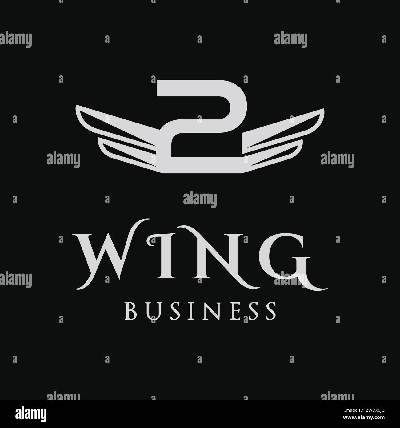 Initial Letter Number 2 or Two Wing Icon Logo Design Template Stock ...