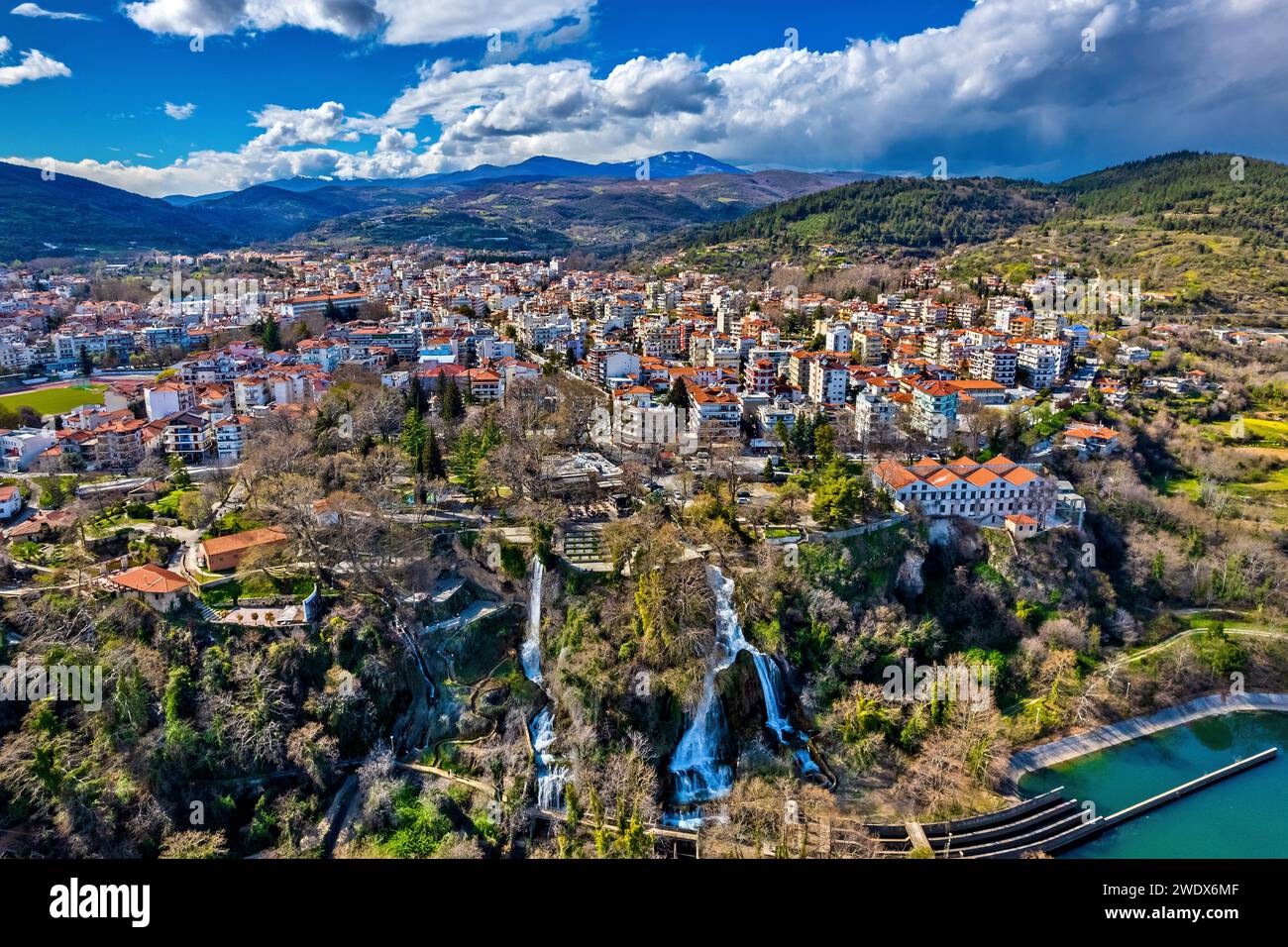Edessa town and its famous waterfalls, Pella, Macedonia, Greece Stock ...