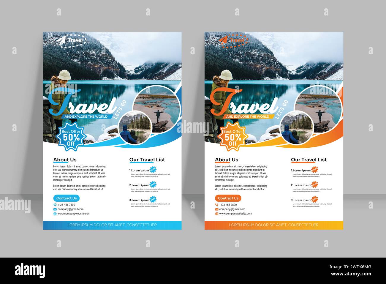 Travel poster or flyer pamphlet brochure design layout space for photo ...