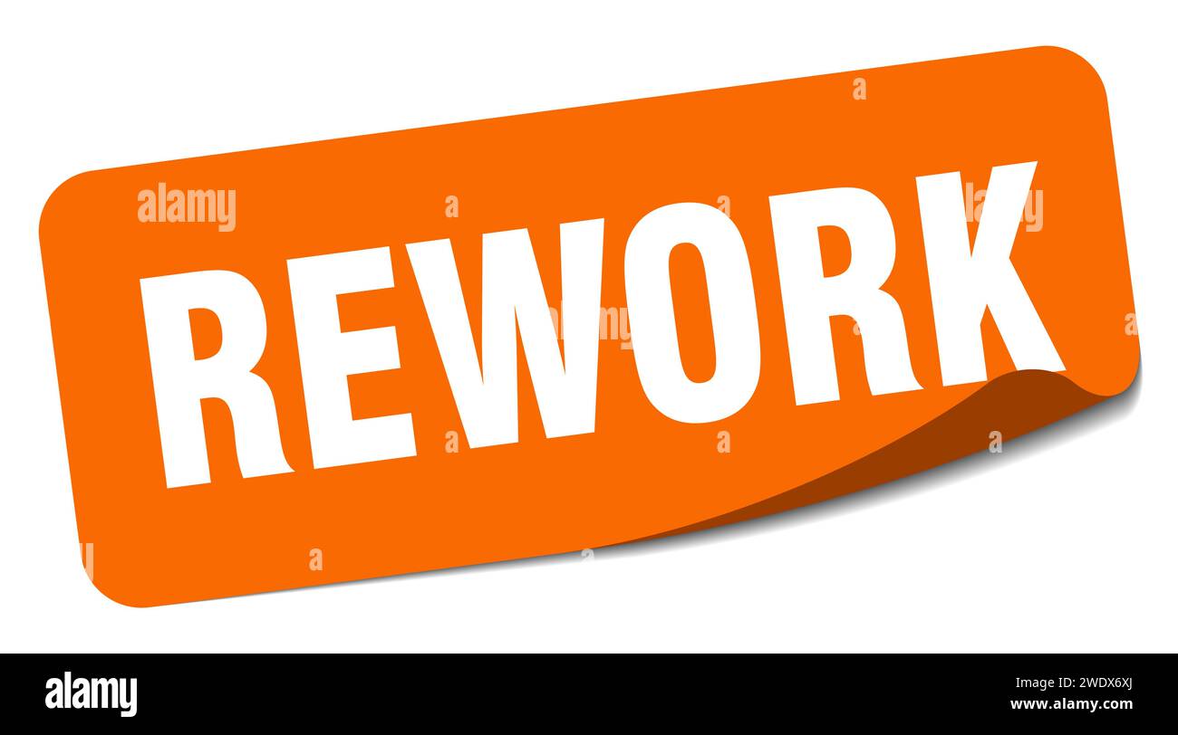 rework sticker. rework rectangular label isolated on white background ...
