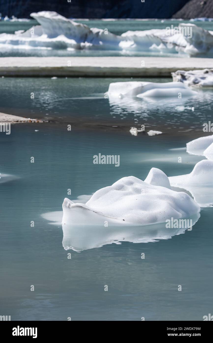 Icebergs floating in Upper Grinnell Lake in Glacier National Park ...