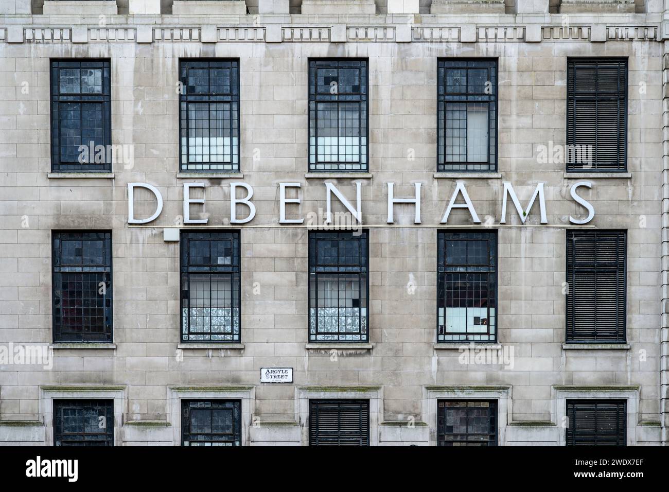 Debenhams department store sign, Argyle Street, Glasgow, Scotland, UK ...