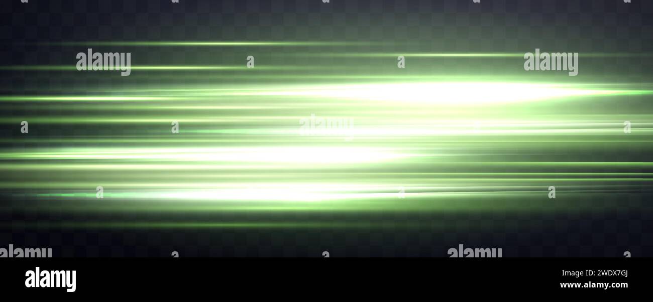 Speed rays, velocity light neon flow, zoom in motion effect, green glow ...