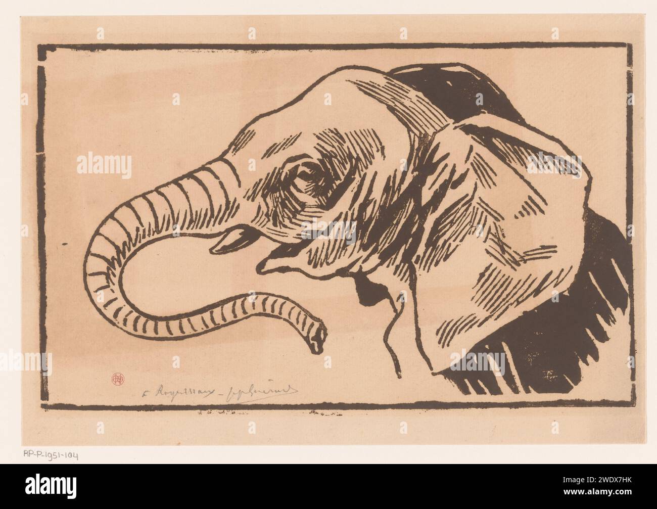 Olifant, Henri Charles Guérard, 1856 - 1897 print paper trunked animals ...